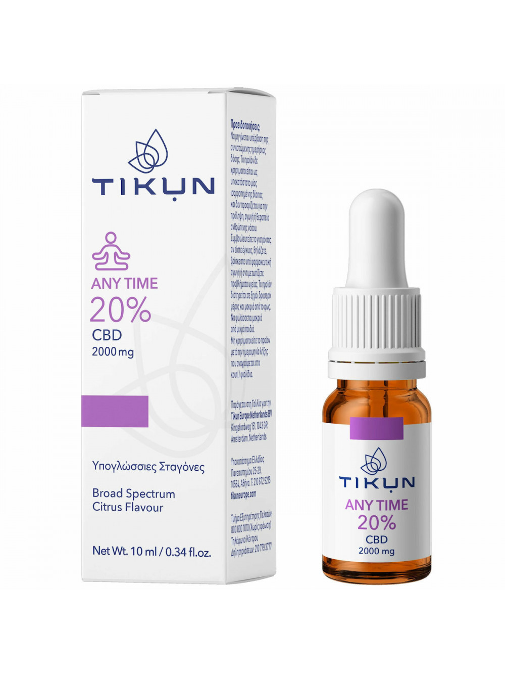 Tikun Any Time Έλαιο Κάνναβης σε Σταγόνες 2000mg με 20% CBD με Γεύση ...